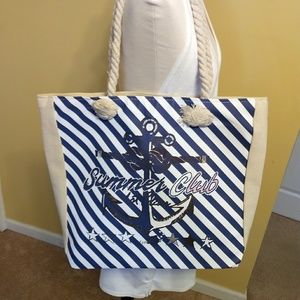 2 Moda | Bags | 2 Moda Summer Club Nautical Tote Bag Xl Beach Nwt ...